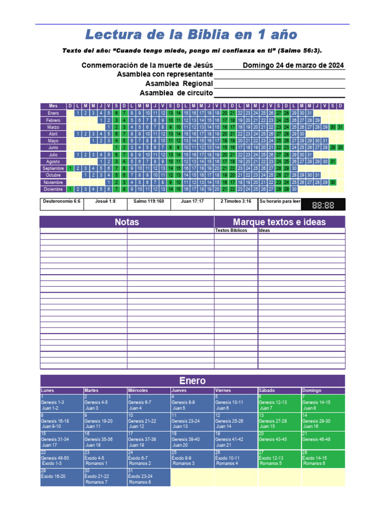 Programa de lectura Biblica en un año | PDF