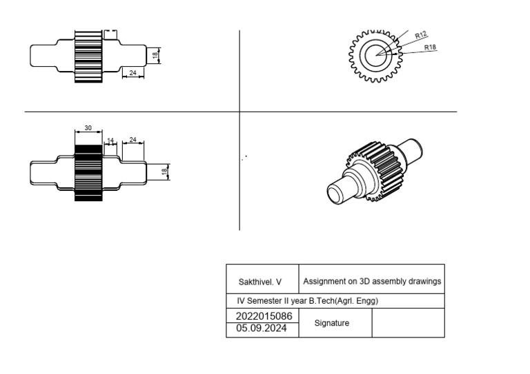 Orthographic View of Gear Shaft (1) - Layout1 | PDF