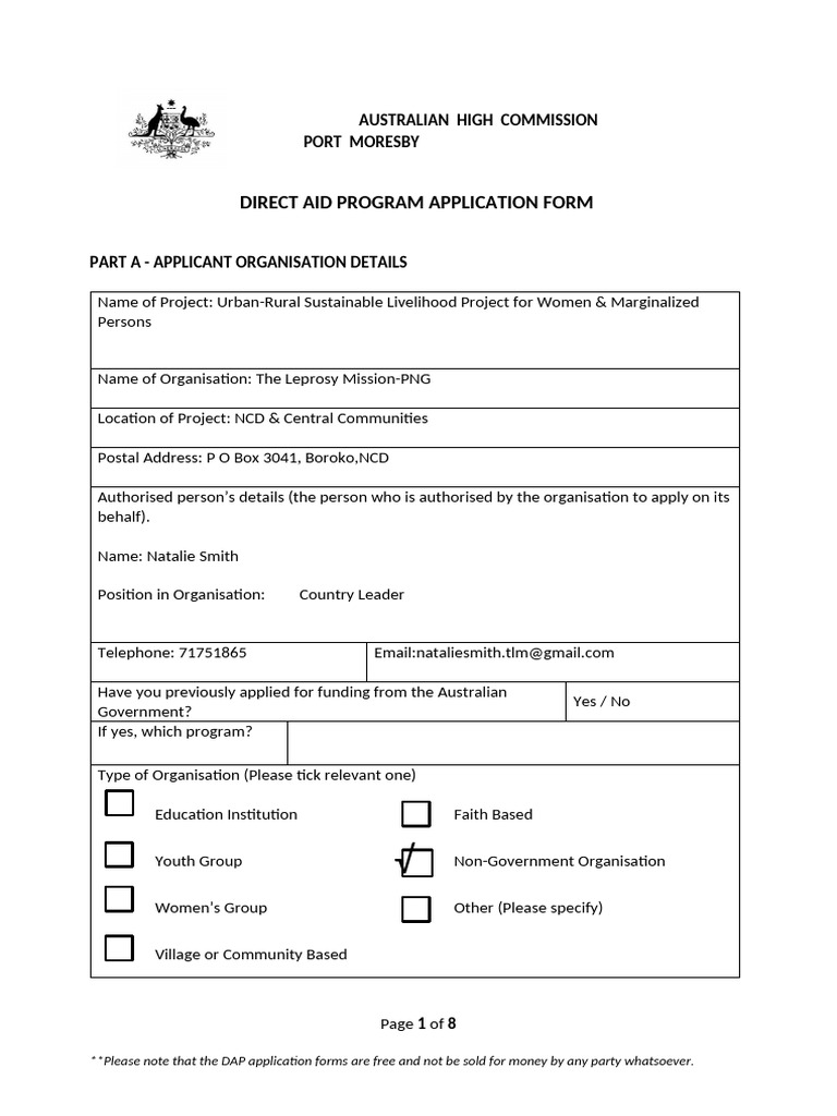 DAP Application Form - TLMPNG ED | PDF