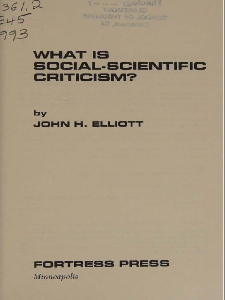 Elliott - What Is Social-Scientific Criticism | PDF