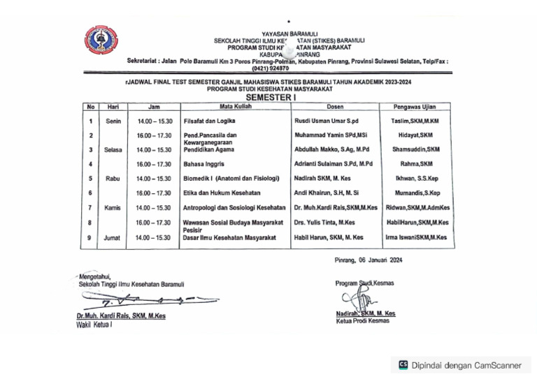 Jadwal Kulia Sem 1 | PDF