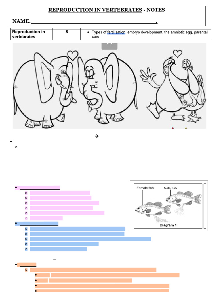 REPRODUCTION IN VERTEBRATES Notes 2024 | PDF | Egg | Home & Garden