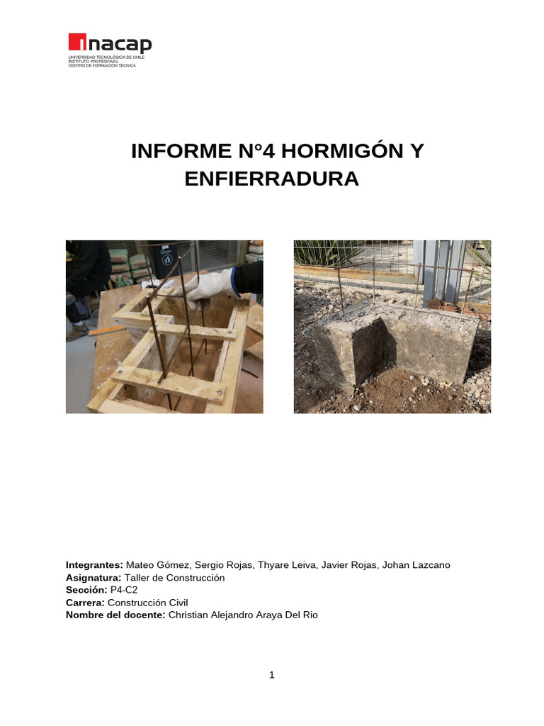 Informe Hormigón EVA 4 | PDF