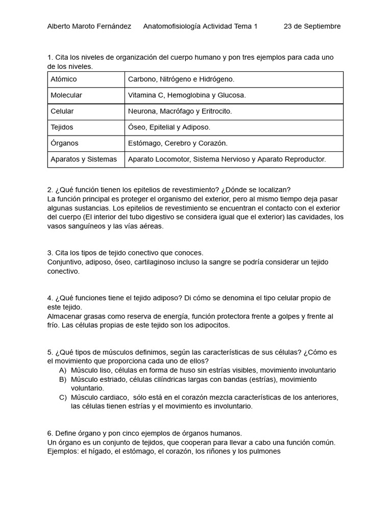 Actividad 1 Anatomofisiología Alberto Maroto | PDF | Anatomía | Ciencias sociales