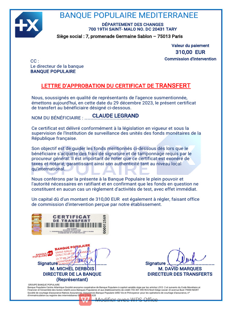Certificat-de-Transfert | PDF