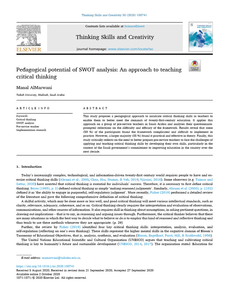 An Approach To Teaching Critical Thinking | PDF