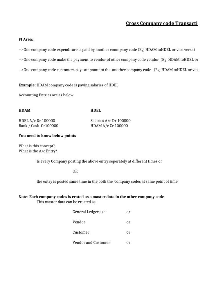 Inter Company Code Transactions | PDF
