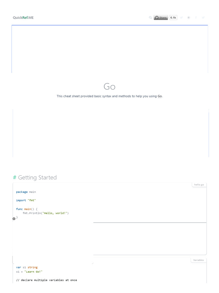 Go Cheat Sheet & Quick Reference | PDF