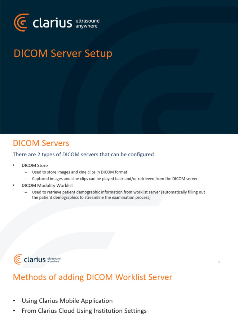 Clarius DICOM Worklist Setup | PDF