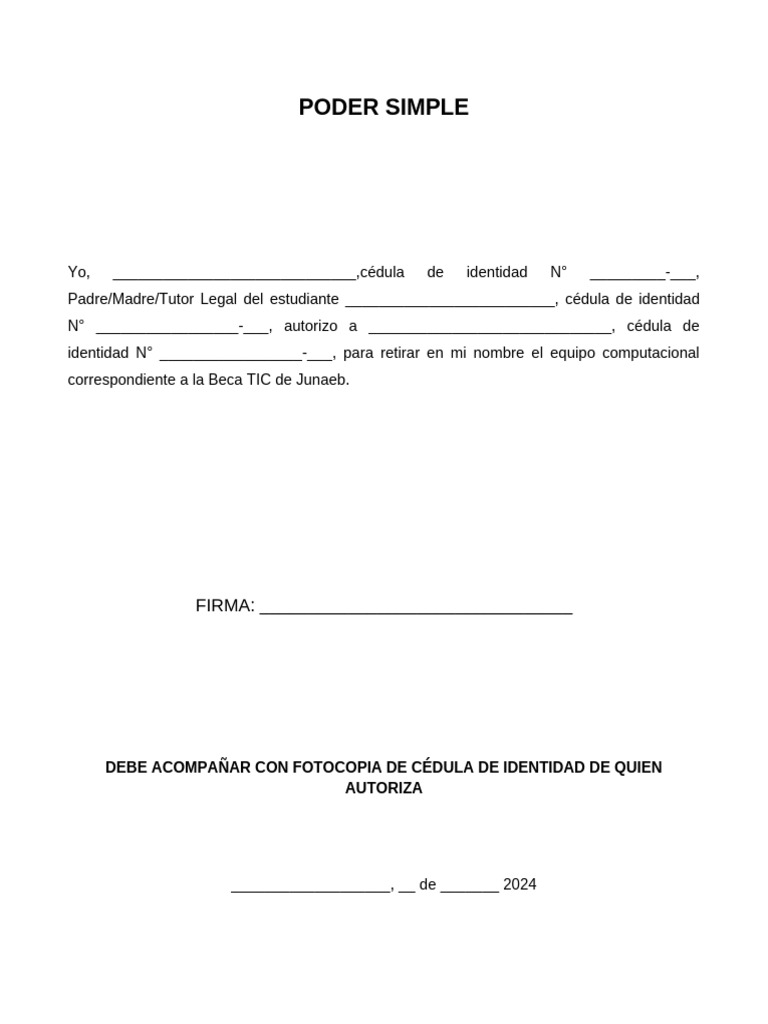 Ejemplo Formato Poder Simple 2024 | PDF