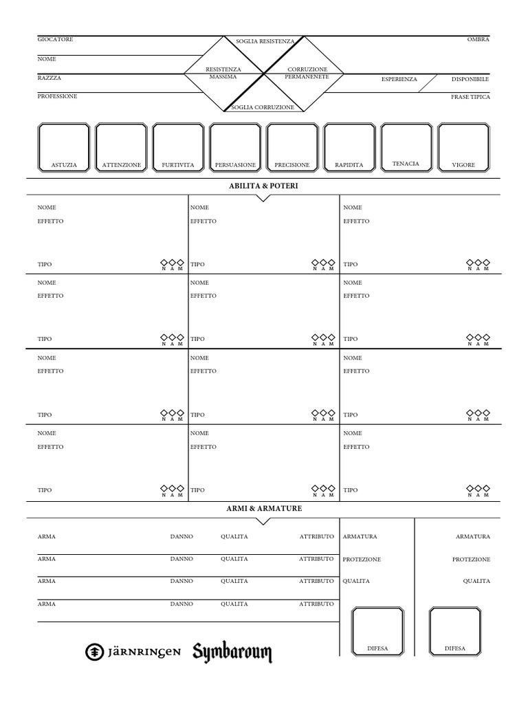 Scheda PG Compilabile | PDF
