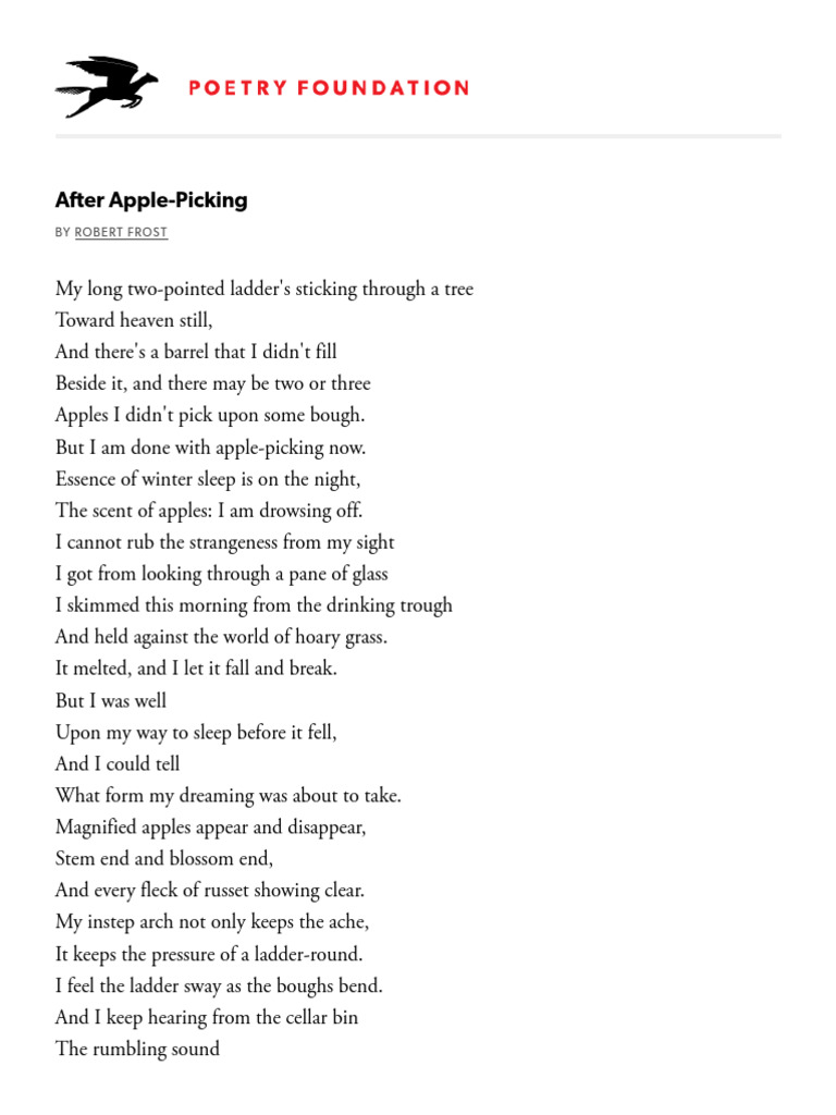 After Apple-Picking - The Poetry Foundation | PDF