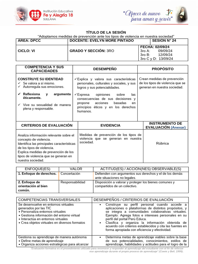 SESION 24 DPCC 3ro | PDF