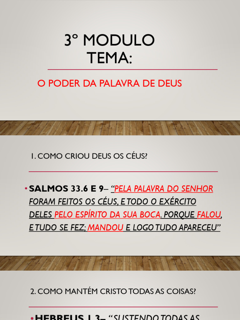 3º Modulo Tema - o Poder Da Palavra de Deus | PDF