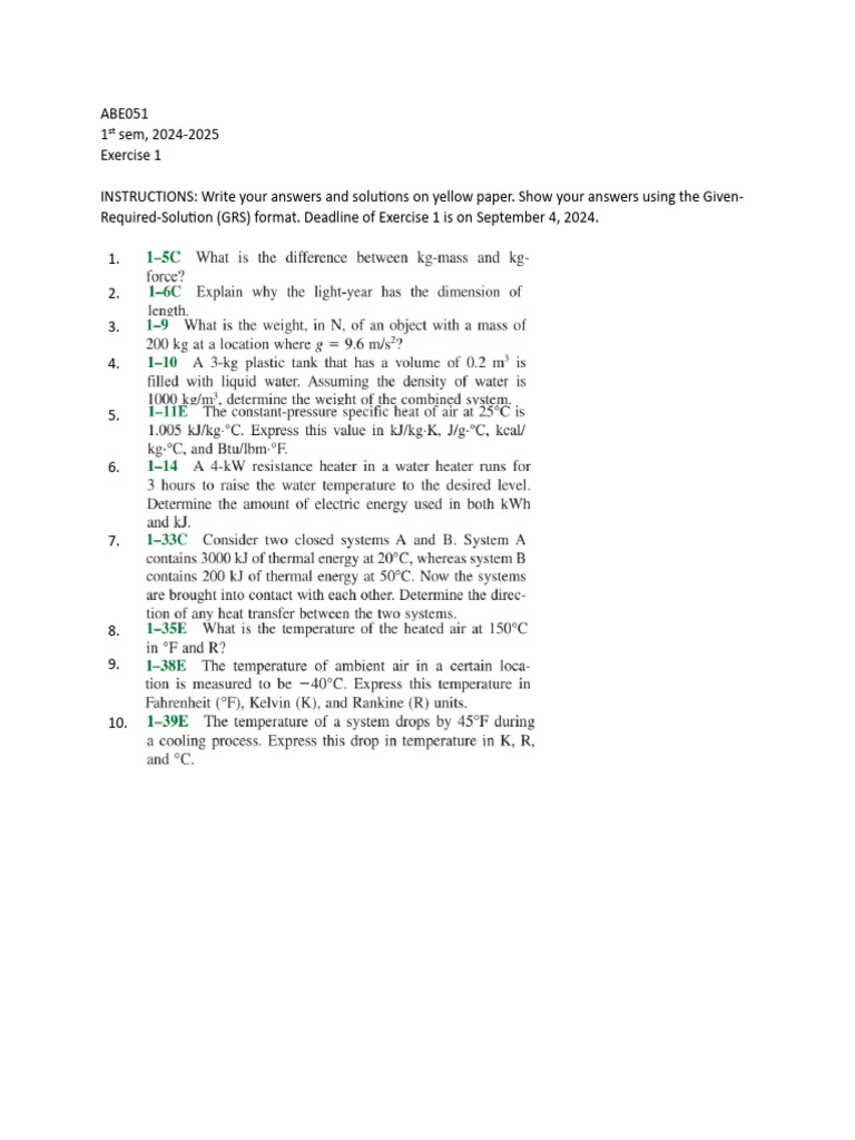 ABE051 - Ex1 - 1st Sem AY 2024 2025 1 | PDF