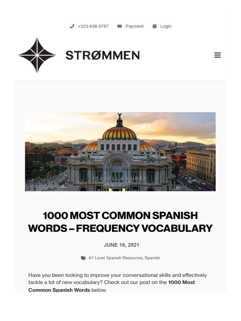 1000 Most Common Spanish Words - Frequency Vocabulary - Strømmen ...