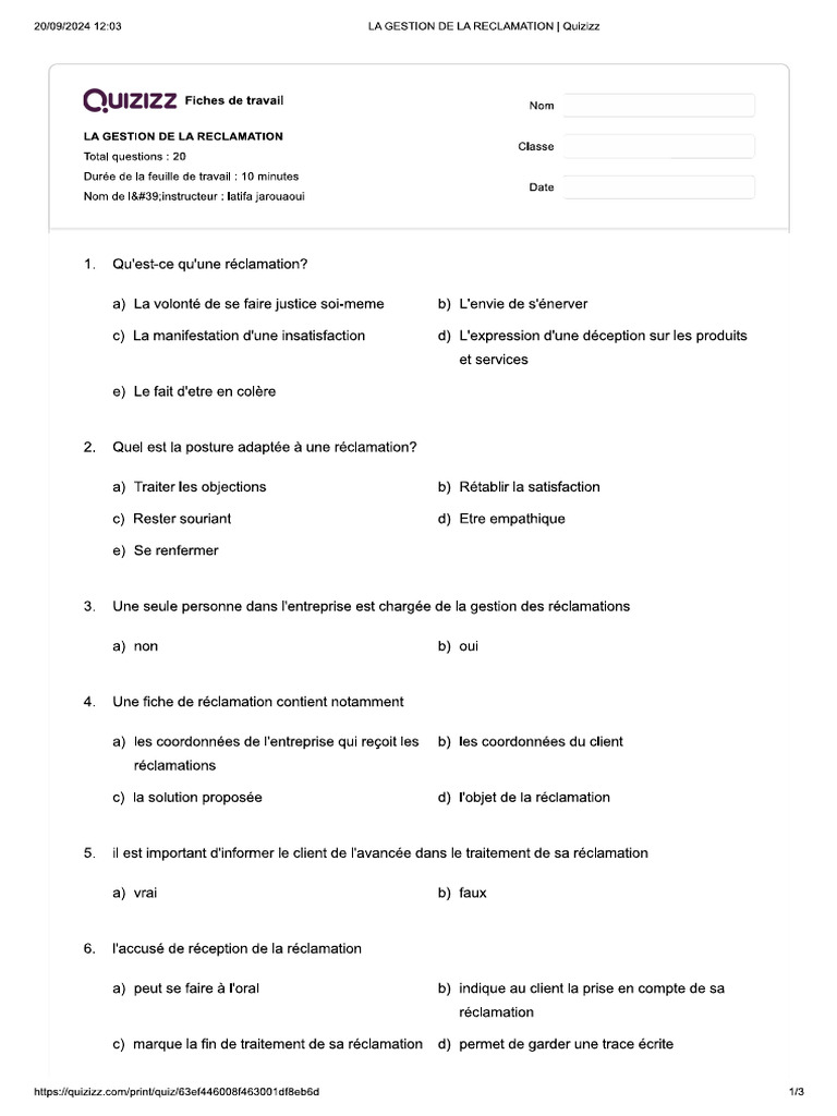 La Gestion de La Reclamation | PDF