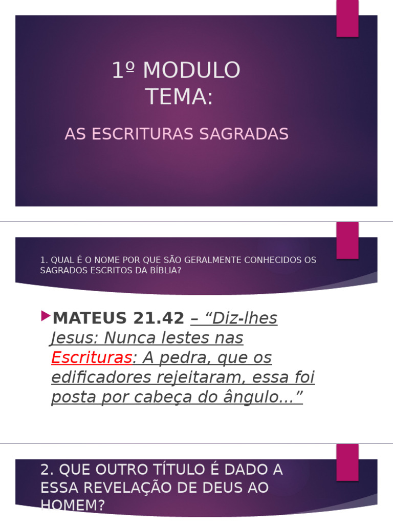 1º Modulo Tema - As Escrituras Sagradas | PDF