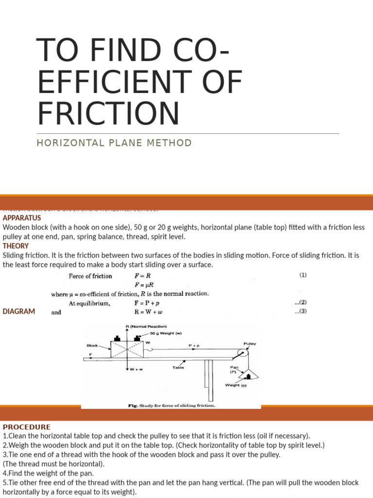 Class - 11 Expt. No. 4 Friction | PDF