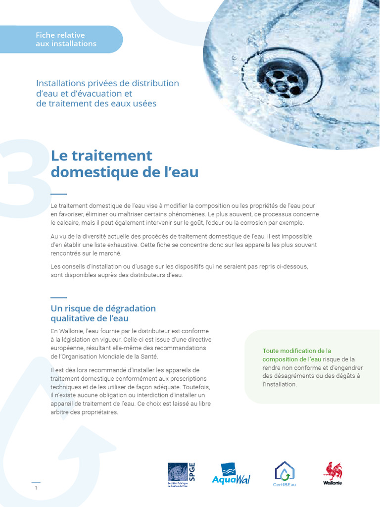 CERTIBEAU - 3 Fiche - Traitement Domestique de L'eau Installations | PDF