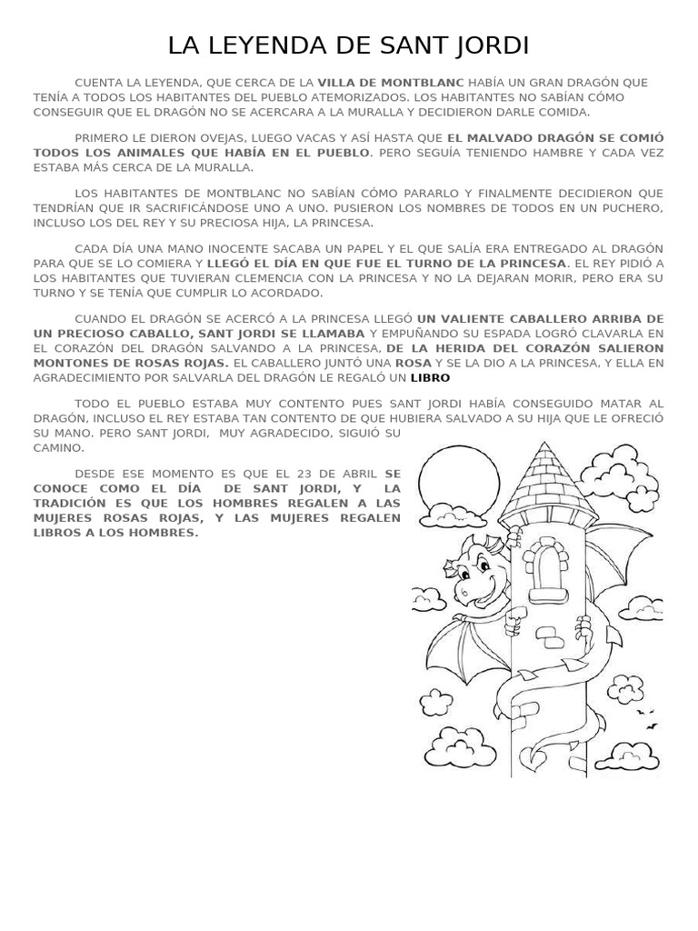 La leyenda de Sant Jordi resumida | PDF | Arte | Novela negra ...
