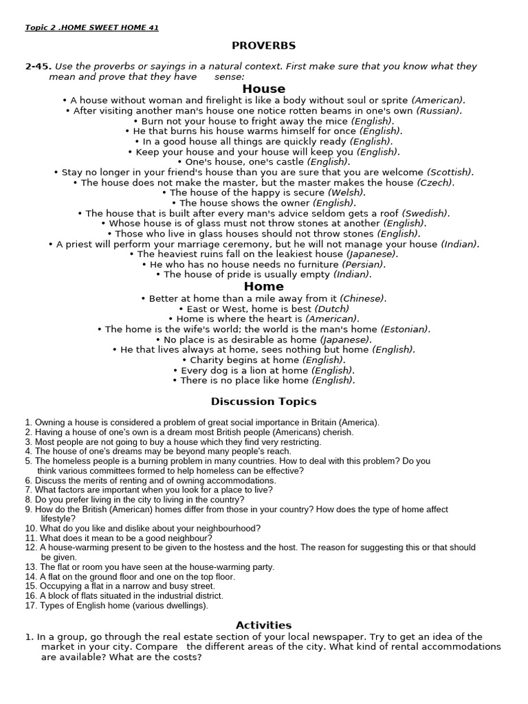 Proverbs and Discussion Topics | PDF