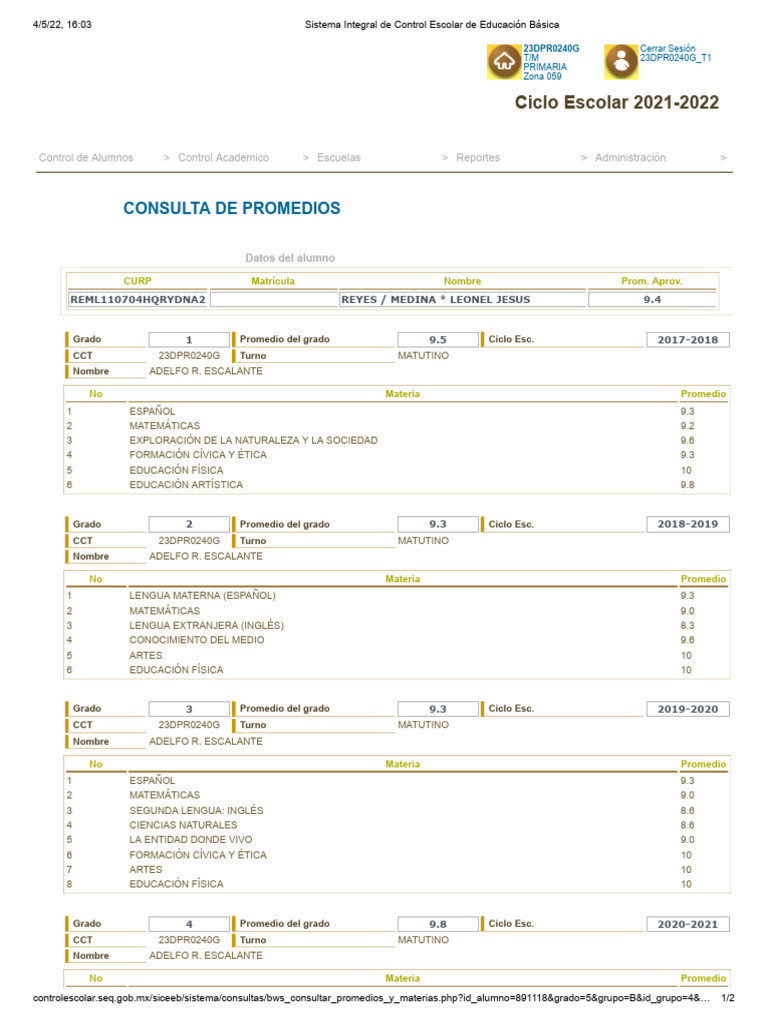 Sistema Integral de Control Escolar Básico | PDF | Science