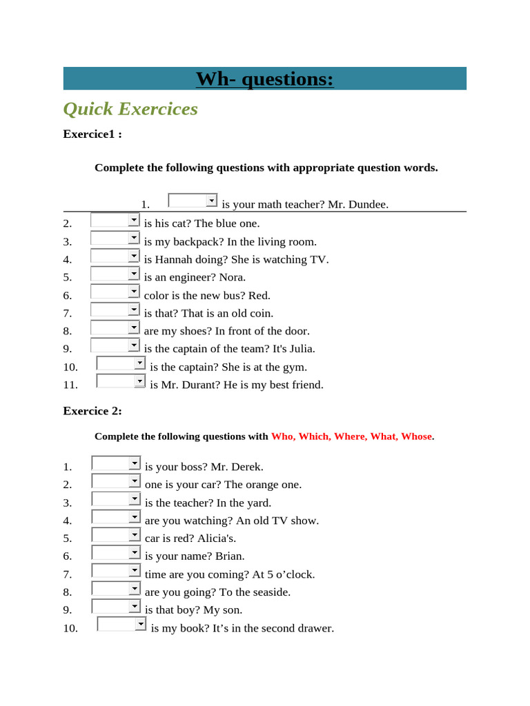 WH Questions | PDF