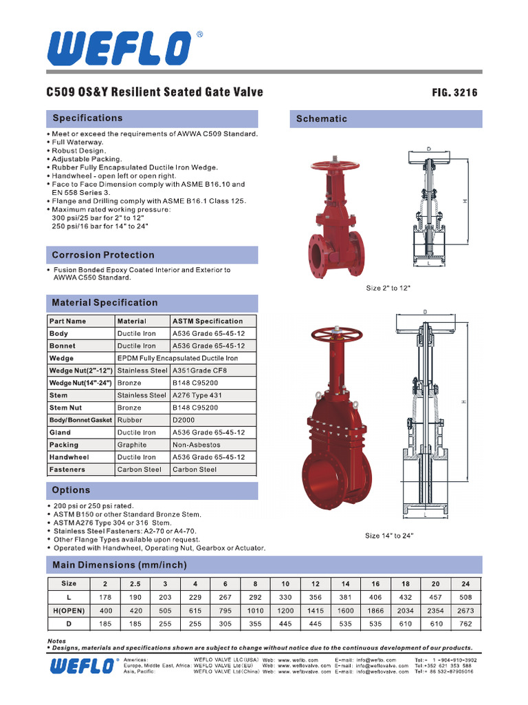 C509 OS&Y Resilient Seated Gate Valve FIG.3216 | PDF