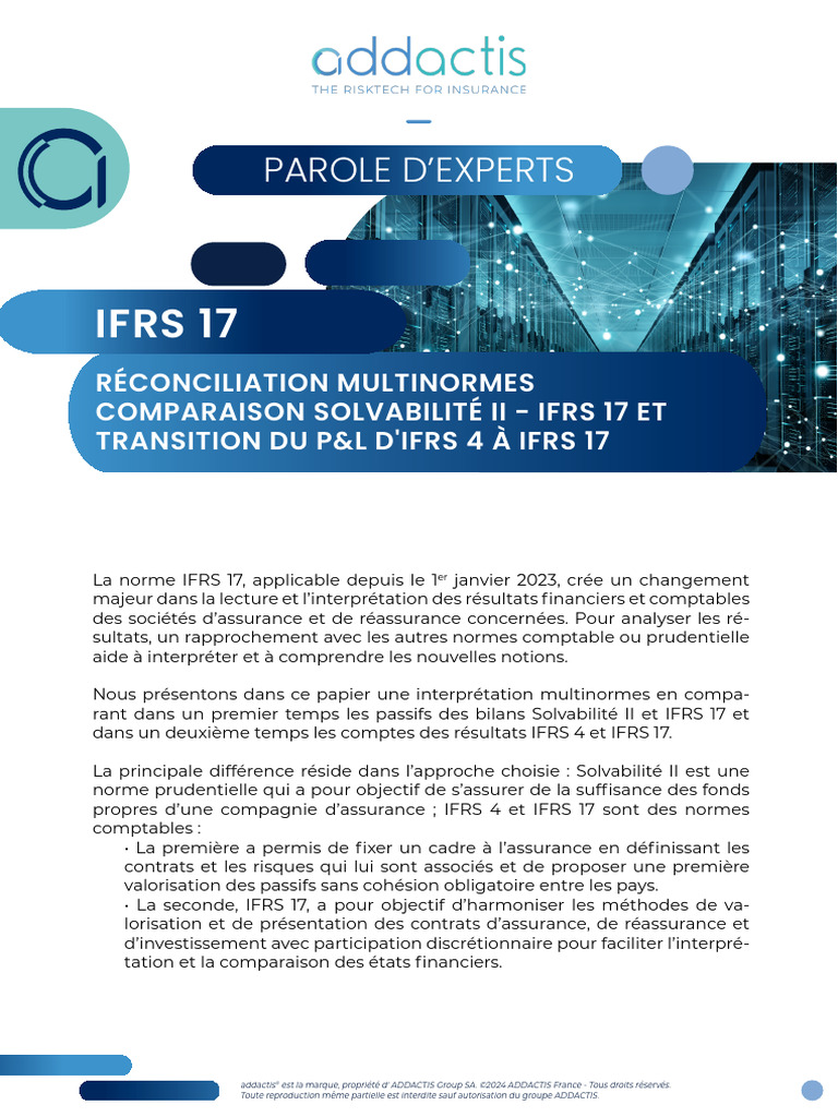 Addactis FR Ifrs17 Expertpaper Reconciliation Multinormes | PDF