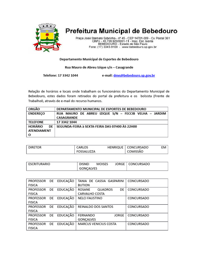 relaoZdeZfuncionrio DME 2016 | PDF