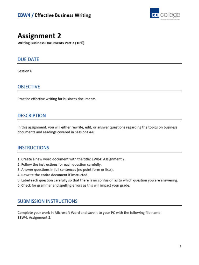 EBW4 v1-1 Assignment 2 2023-0726 | PDF | Information | Business