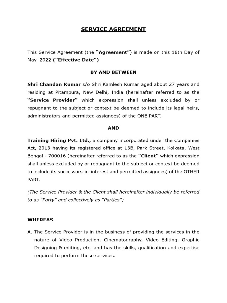 Service Agreement | PDF