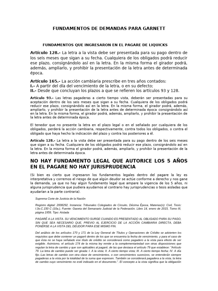 Presentacion Incobrabilidad de Las Demandas Garnett | PDF