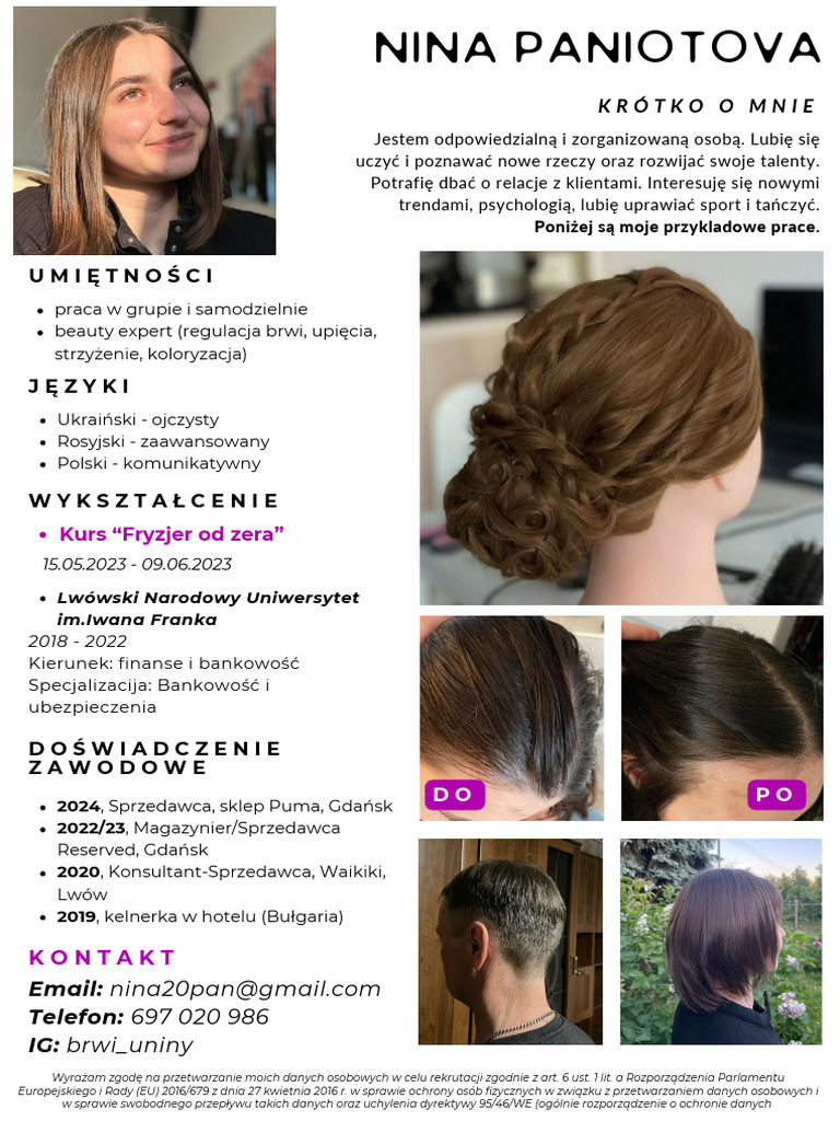 CV Paniotova Nina | PDF