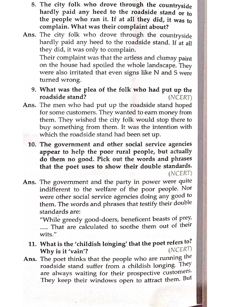A Roadside Stand Ques Ans | PDF