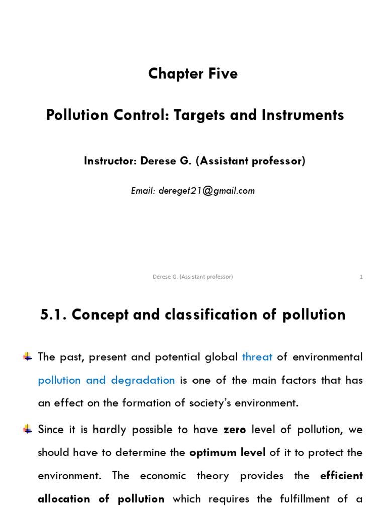 Chapter 5 Pollution Control Target and Instrument | PDF | Pollution ...