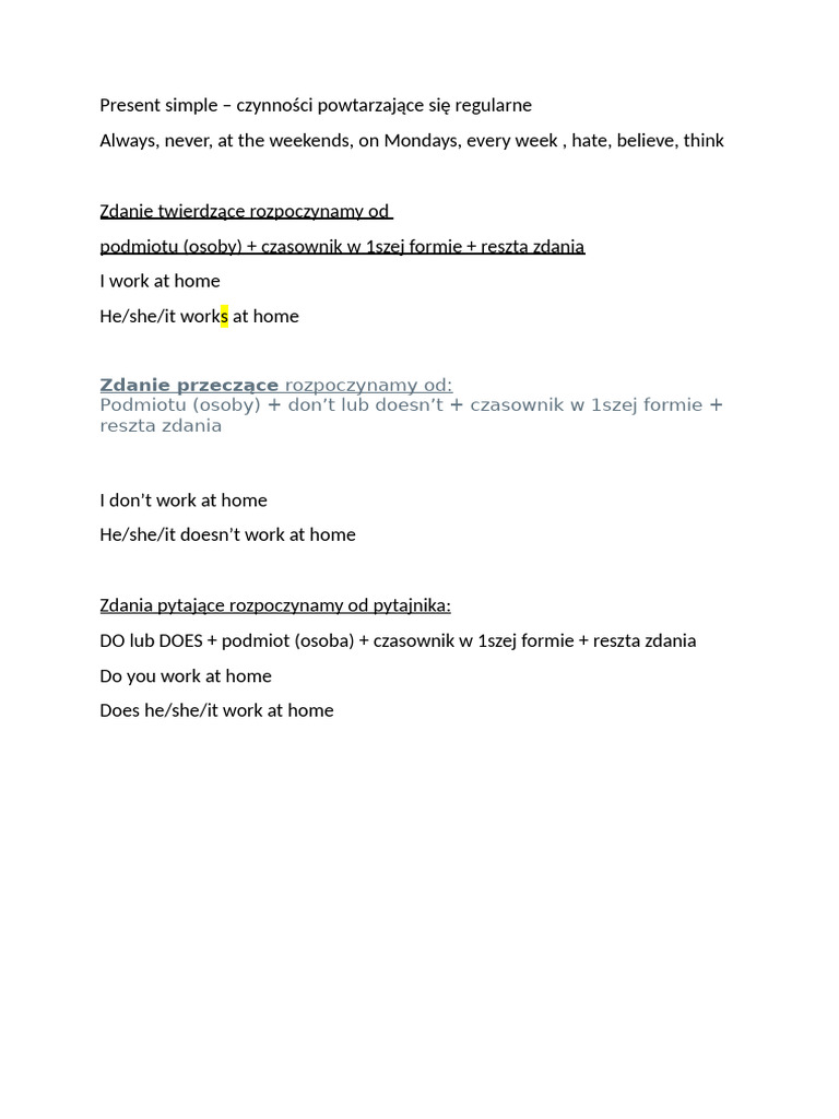 Present simple | PDF