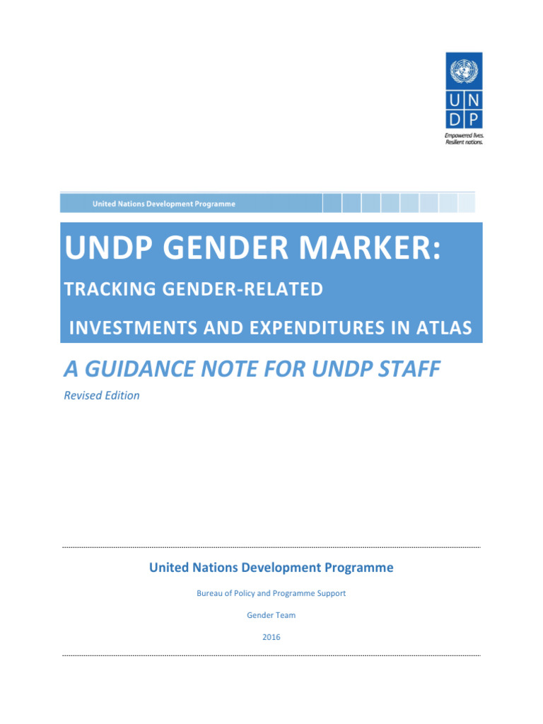 Gender Marker Guidance Note For UNDP Staff - Revised 2016 Final | PDF
