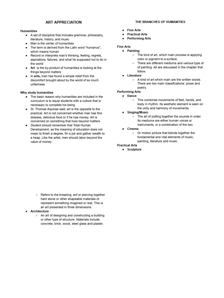 Art Appre Reviewer | PDF | The Arts | Humanities
