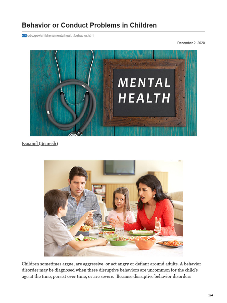 Cdc.gov-Behavior or Conduct Problems in Children | PDF