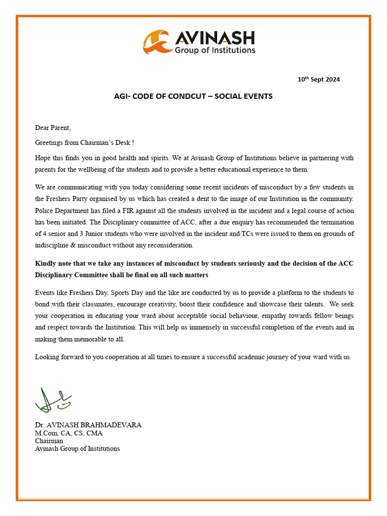 Agi - Code of Condcut - Social Events | PDF