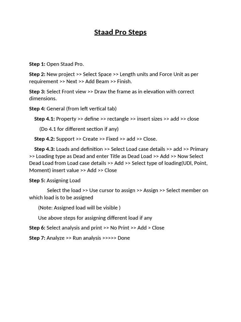 Staad Pro Steps | PDF | Teaching Methods & Materials | Technology & Engineering