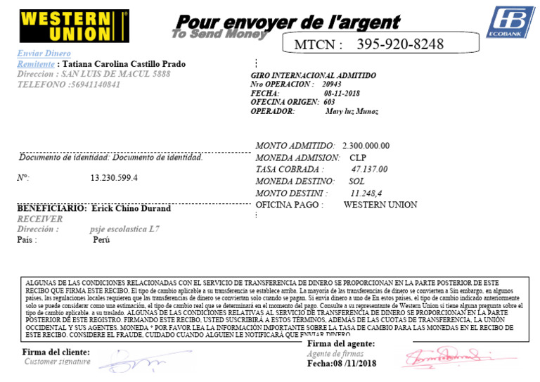 Western Union Recu | PDF