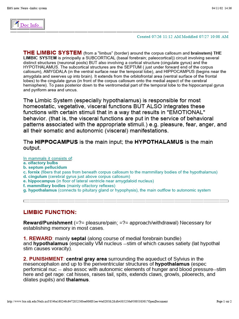 Limbic System | PDF