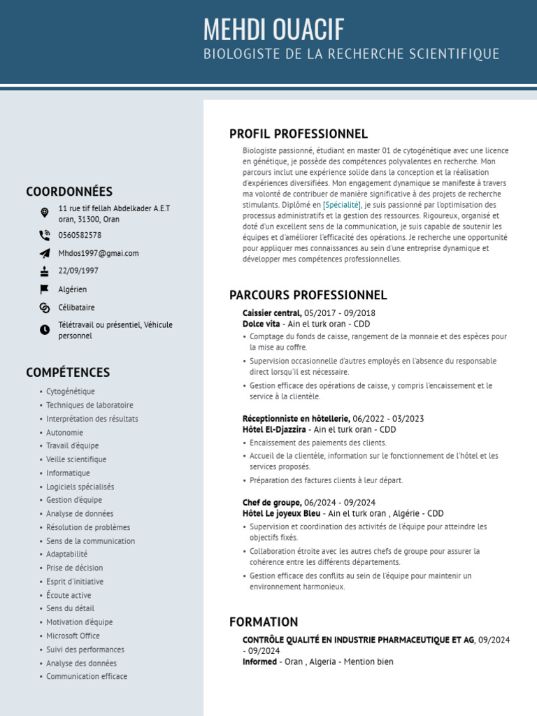 Mehdi Ouacif CV | PDF