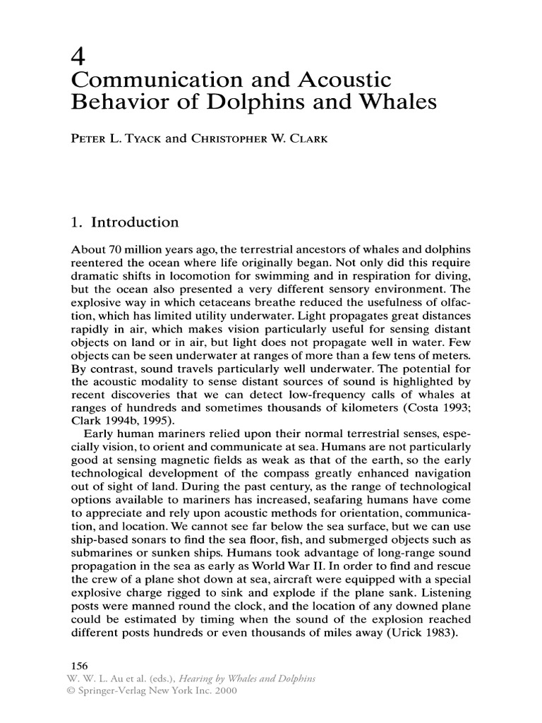 Communication and Acoustic Behavior of Dolphins and Whales | PDF