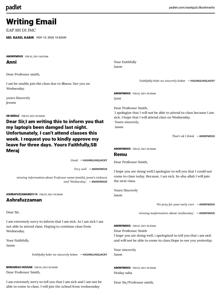 Email Writing EAP 101 D1 JMC | PDF