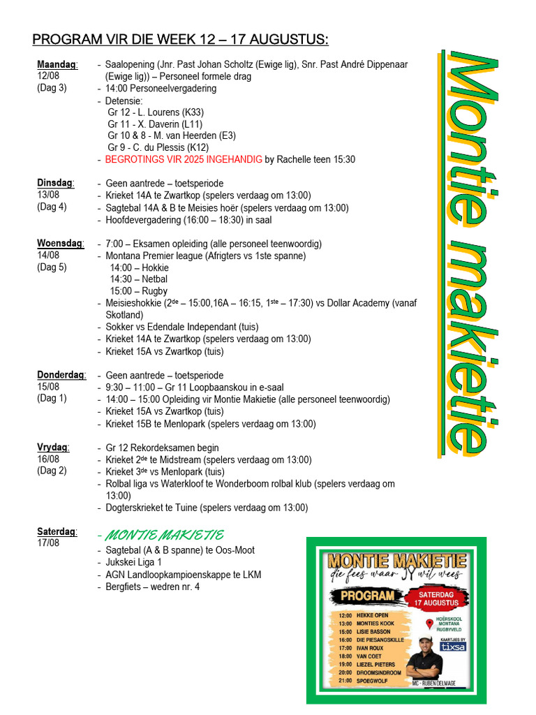 Program Vir Die Week 12 - 17 Aug - 240811 - 200055 | PDF