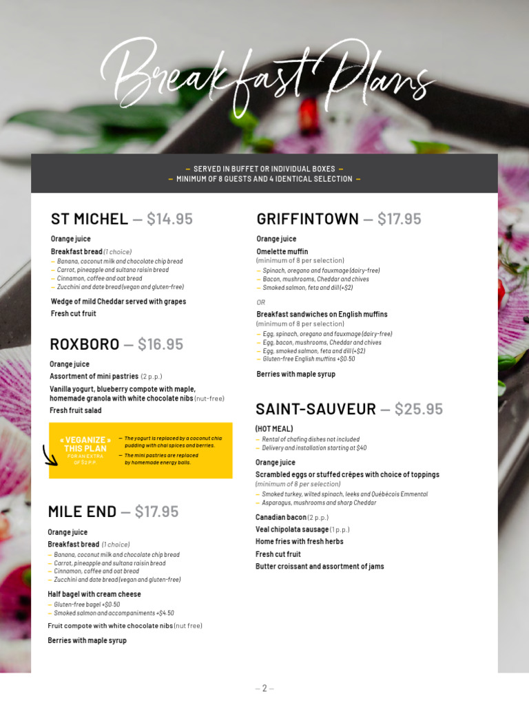 Julien Leblanc Menu 2024 25 en Breakfast | PDF